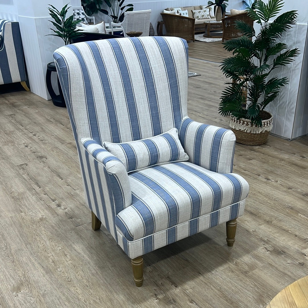 Hampton Blue Stripe Wingback Armchair – HAMPTONS STYLE INTERIORS PERTH