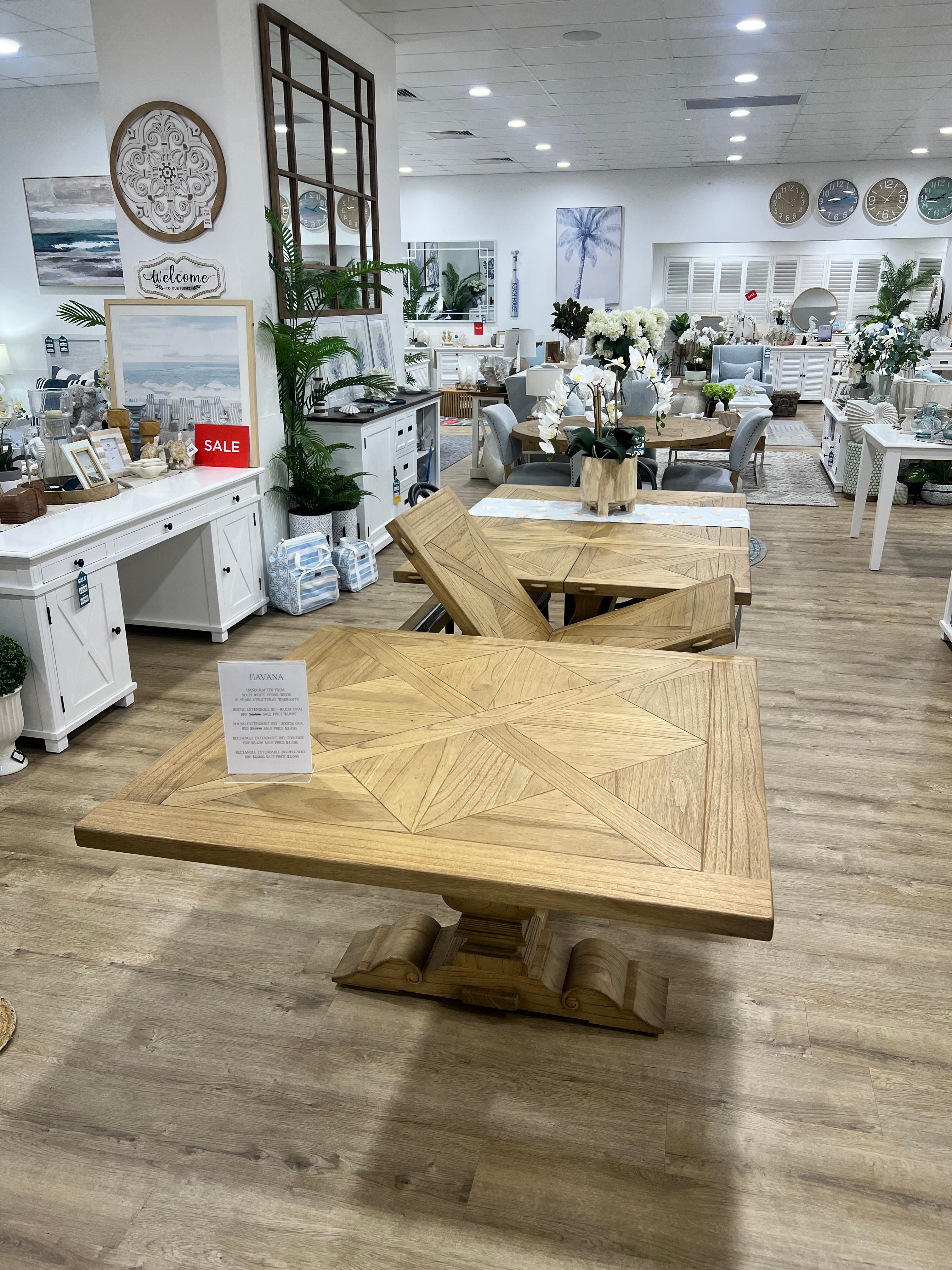 Havana Extendable Dining Table 180cm to 280cm FLOORSTOCK – HAMPTONS ...
