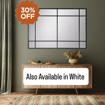 12 Pane Large Black Rectangle Mirror – HAMPTONS STYLE INTERIORS PERTH